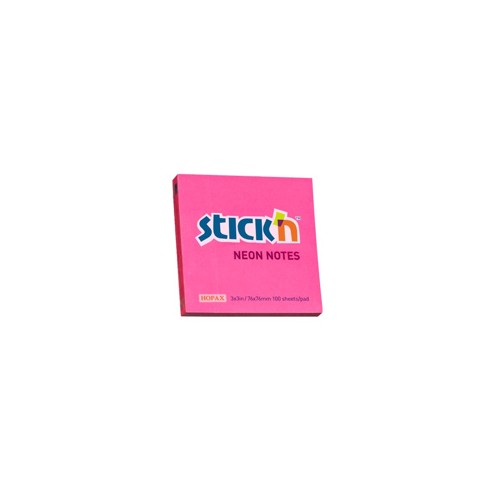STICK'N 3 x 3" NEON PINK STICKY NOTES