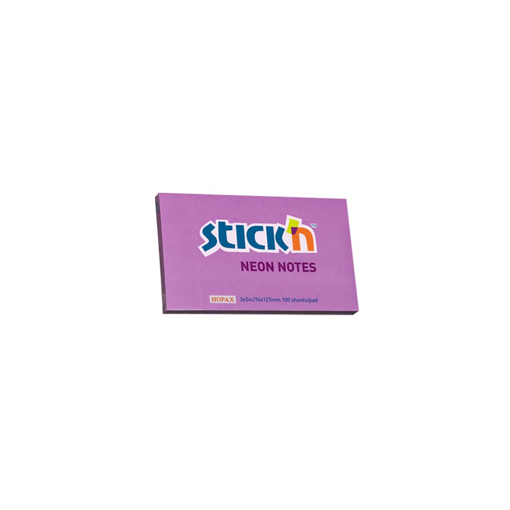 STICK'N 3 x 5" NEON PURPLE STICKY NOTES