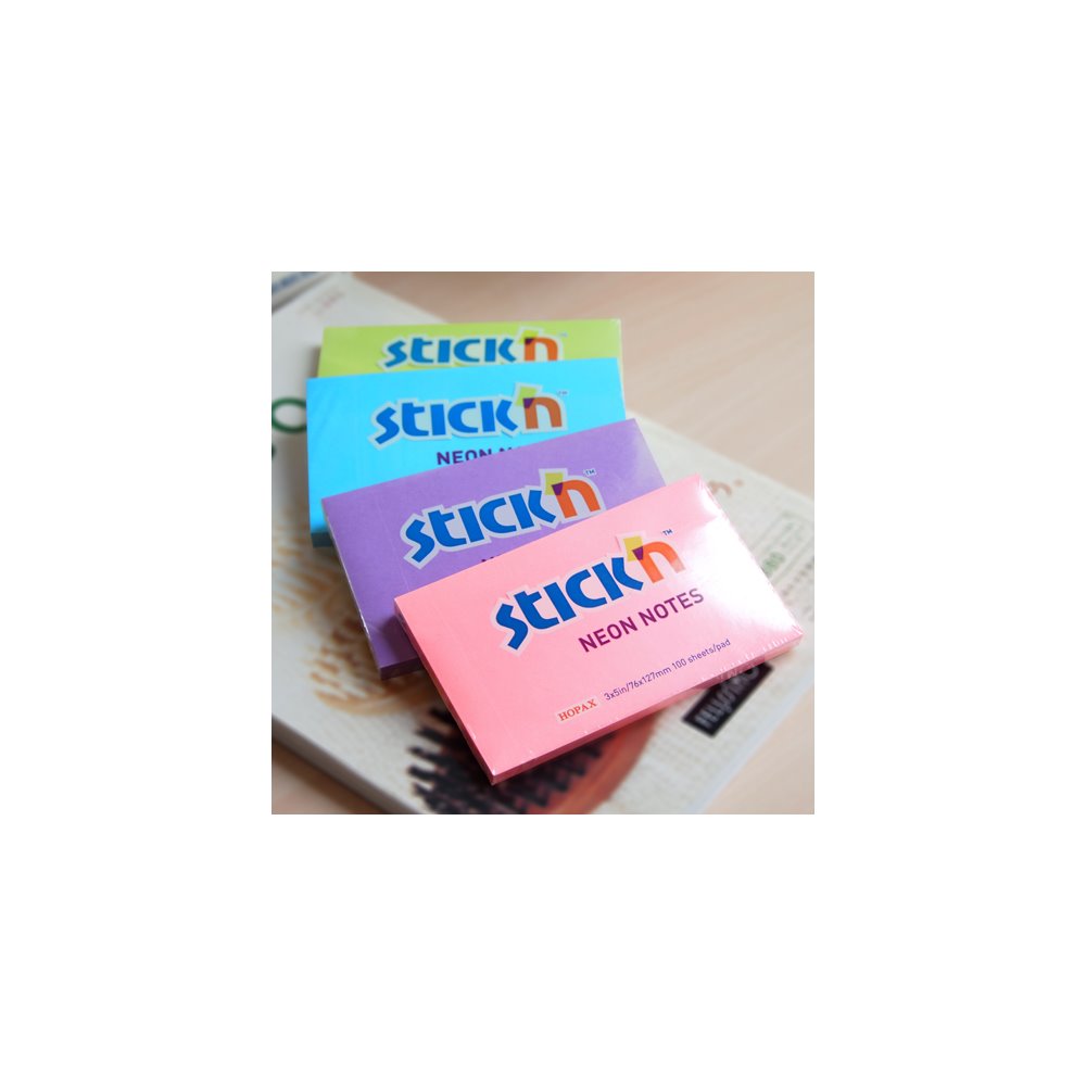 STICK'N 3 x 5" NEON PURPLE STICKY NOTES