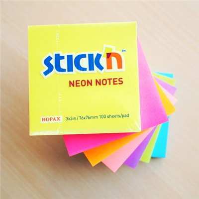 STICK'N 3 x 3" NEON YELLOW STICKY NOTES